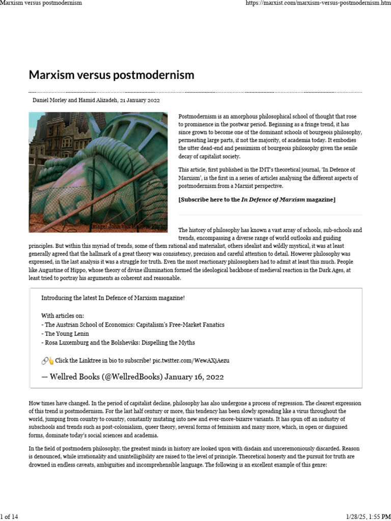 Marxism Versus Postmodernism | PDF | Truth | Postmodernism