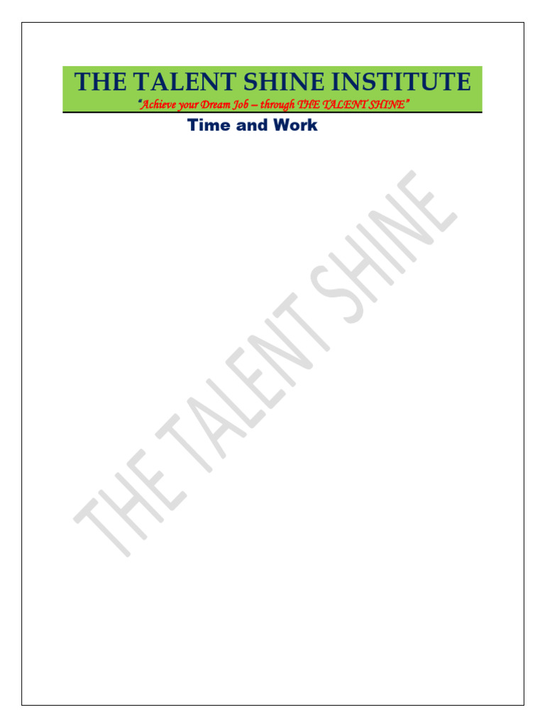 time and work handout | PDF | Labor