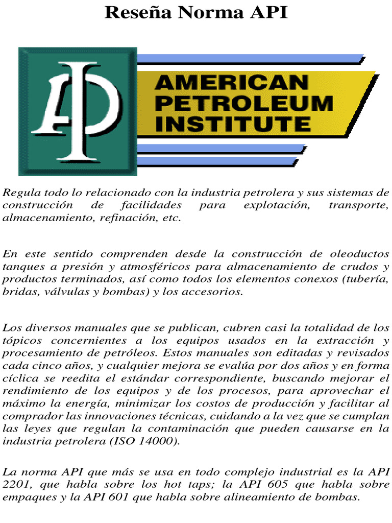 Resea Norma Api - Compress | PDF | Petróleo | Industria petrolera