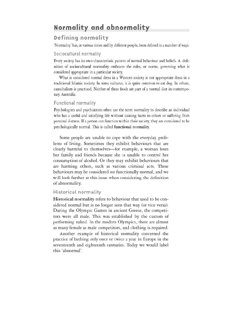 Normality and Abnormality | PDF