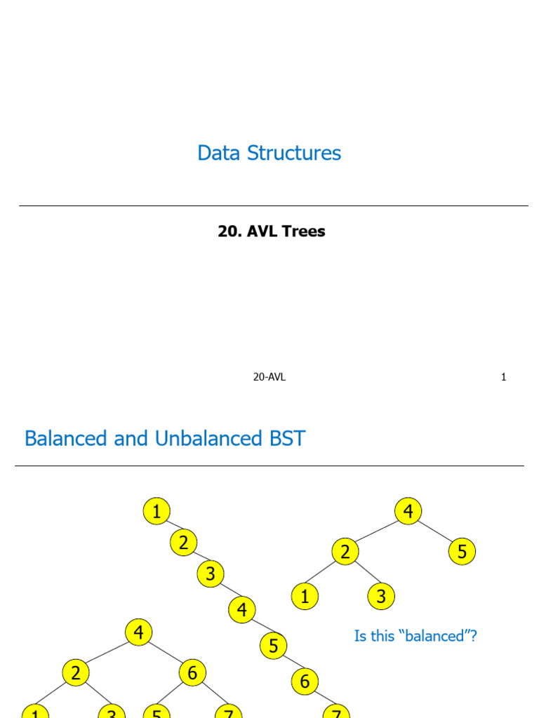 Lecture 20 - AVL Trees | PDF | Algorithms And Data Structures