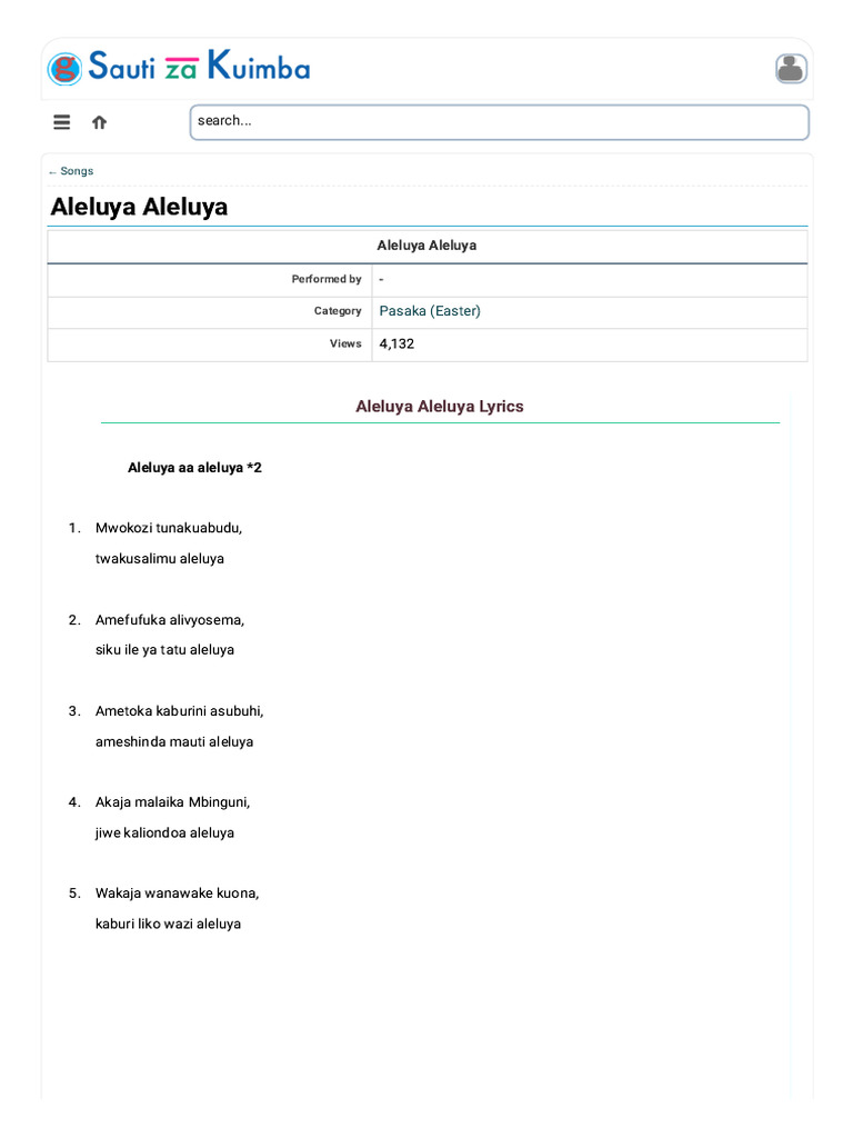 Aleluya Aleluya - Sauti Za Kuimba | PDF