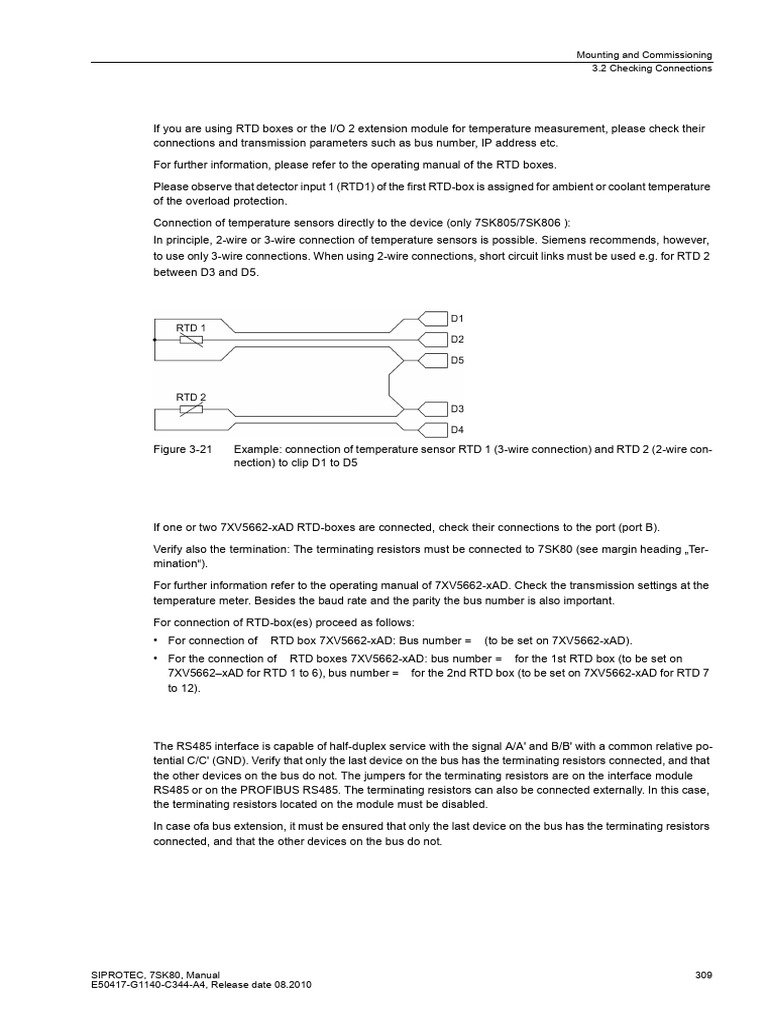 RTD Connection 7SK80xx Manual A4 V040301 Us | PDF | Resistor ...