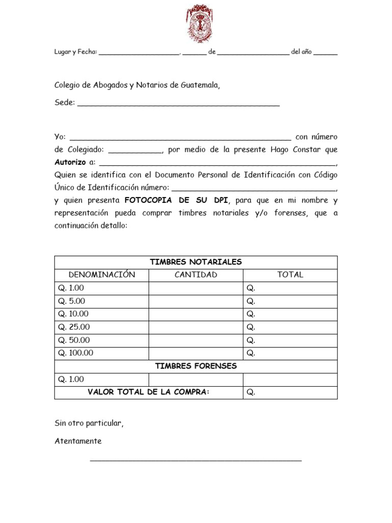 Formulario de Compra de Timbres Notariales | PDF