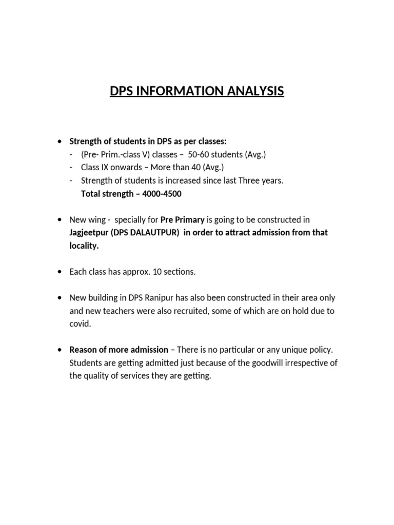 Dps Information Analysis | PDF