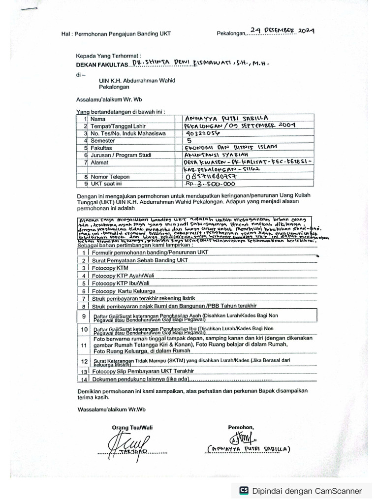 Berkas Pengajuan Banding Ukt | PDF