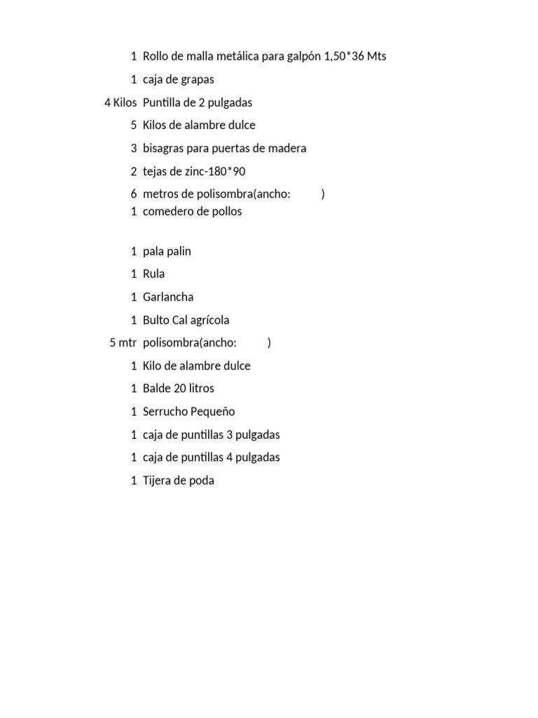 Lista para Cotizar | PDF