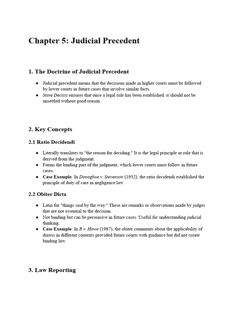 Understanding Judicial Precedent in Law | PDF | Precedent | Obiter Dictum