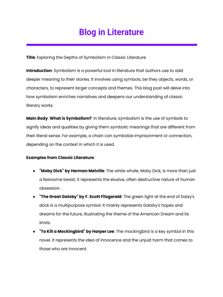 Blog in Literaturejdjdjdjs | PDF | Symbols | Moby Dick