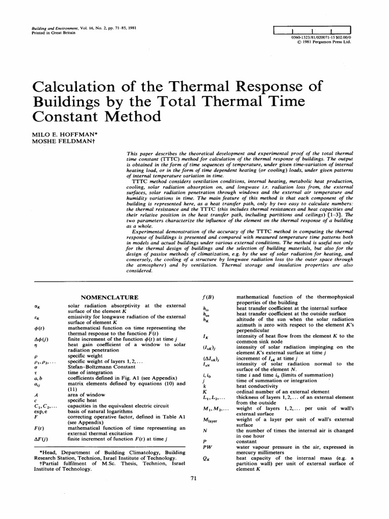 TTC_Feldman-Hoffman_1981 | PDF | Heat Transfer | Heat
