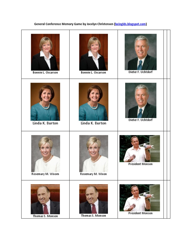 General Conference Memory Game | PDF