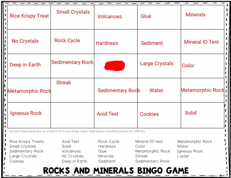 Rocks and Minerals Bingo Game | PDF
