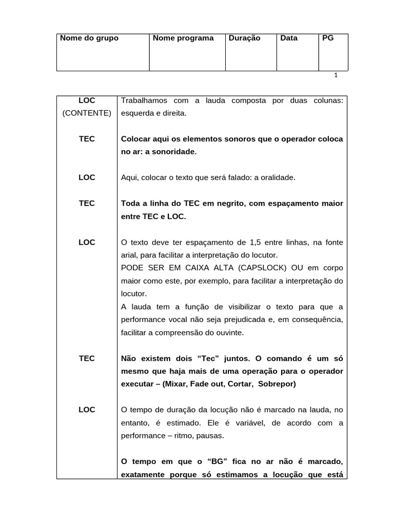 Lauda para Locução e Sonoridade | PDF