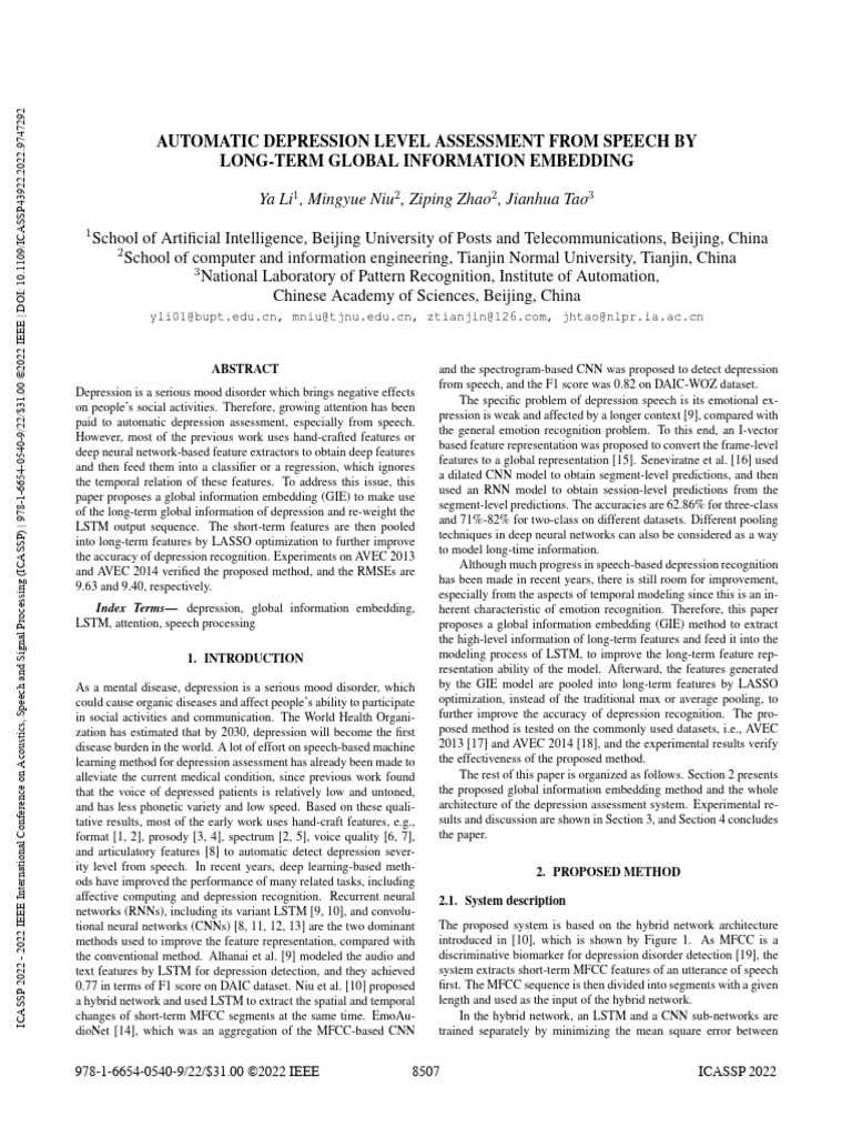 Speech-Based Depression Detection | PDF | Applied Mathematics ...