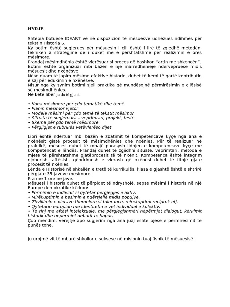 Historia 6 Hyrja | PDF