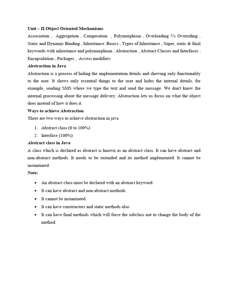 Unit Ii From Abstraction Pdf Method Computer Programming Class Computer Programming