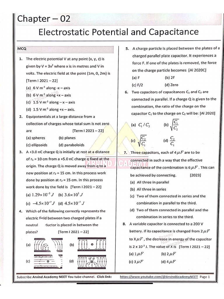 PYQ Capacitance | PDF