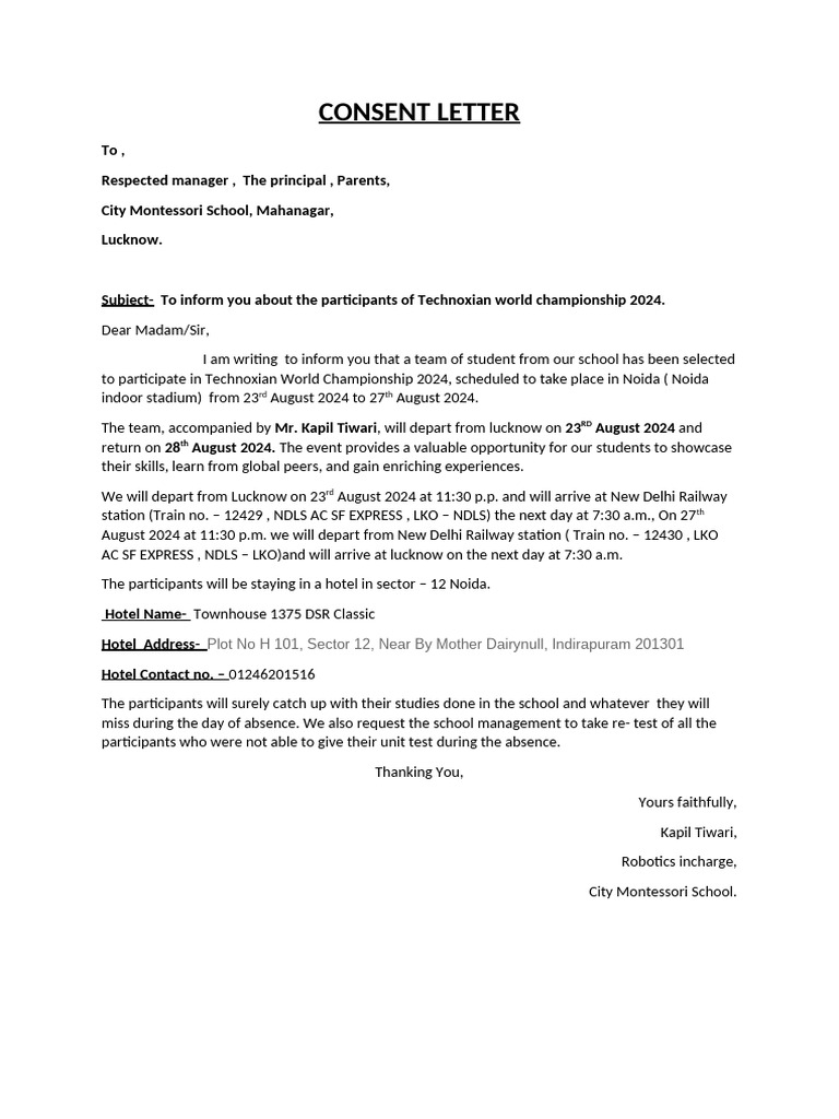 Consent Letter | PDF