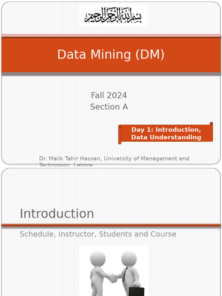 DM Day1 Intro MS F24 (1) | PDF | Data Mining | Statistical Classification