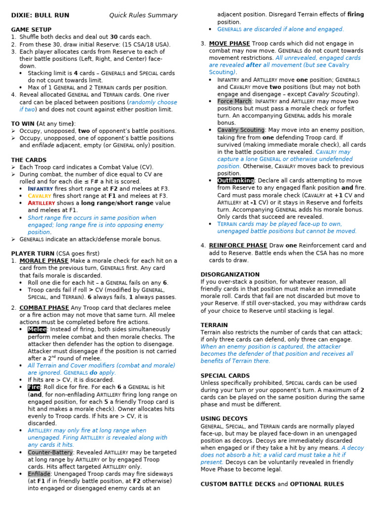 Dixie Battle Run Summary v1 | PDF | Flanking Maneuver | Cavalry