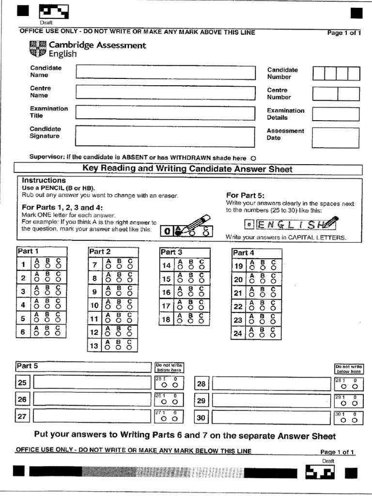 Answer Sheet KET | PDF