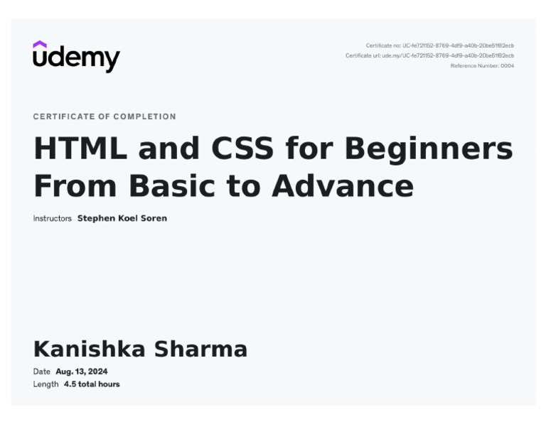 HTML Certificate | PDF