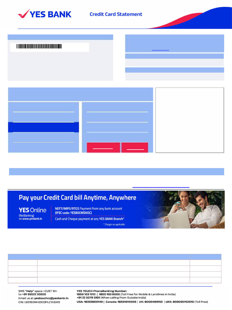 Yes Bank Card Outstanding Rs-1.25 Lakh BT 2nd Month | PDF | Credit Card ...