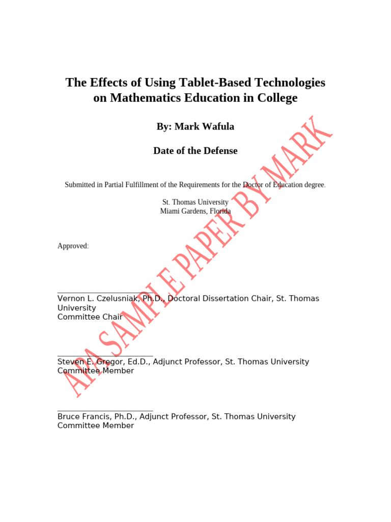 Dissertation-The Effects of Using Tablet-Based Technologies on Mathematics Education in College ...