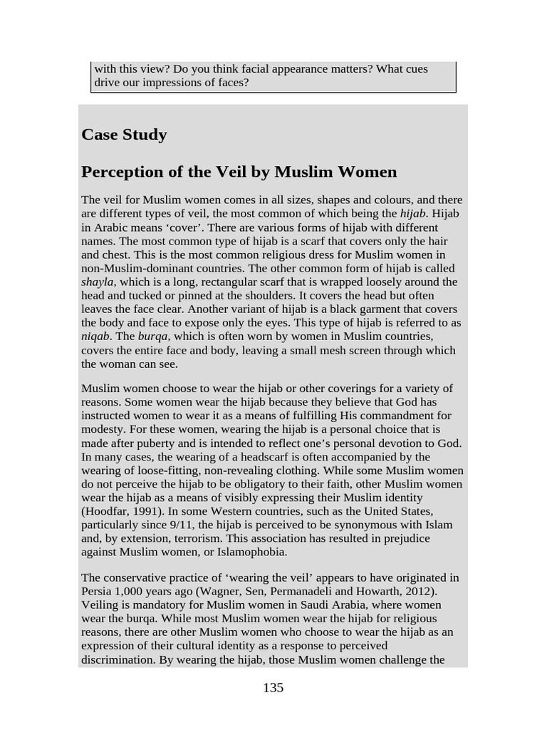 Perception of The Veil Case Study | PDF | Hijab | Women In Islam