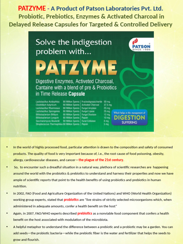 Patzyme - Probiotic, Prebiotics, Enzymes & Activated Charcoal Scope ...