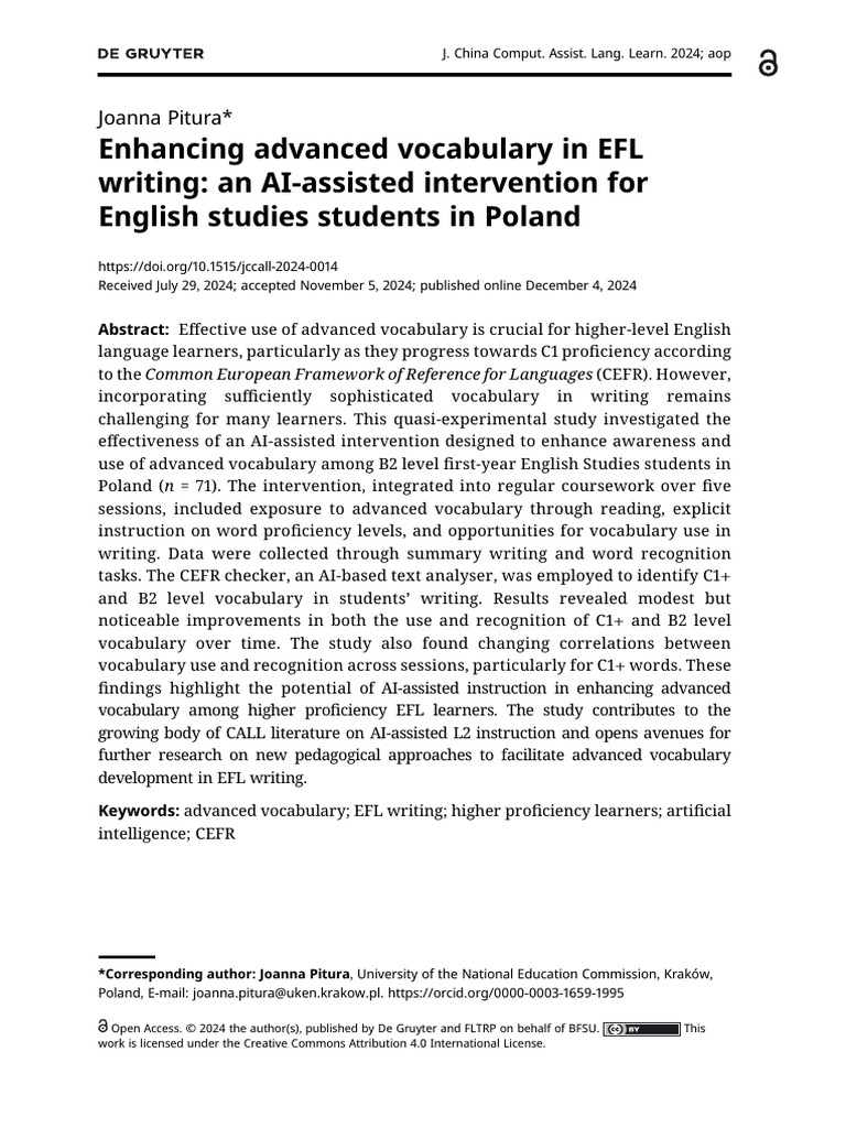AI-Enhanced Advanced Vocabulary in EFL | PDF | Vocabulary | Learning