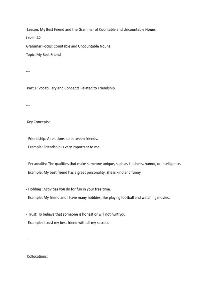 1 - My Best Friend | PDF | Noun | Plural