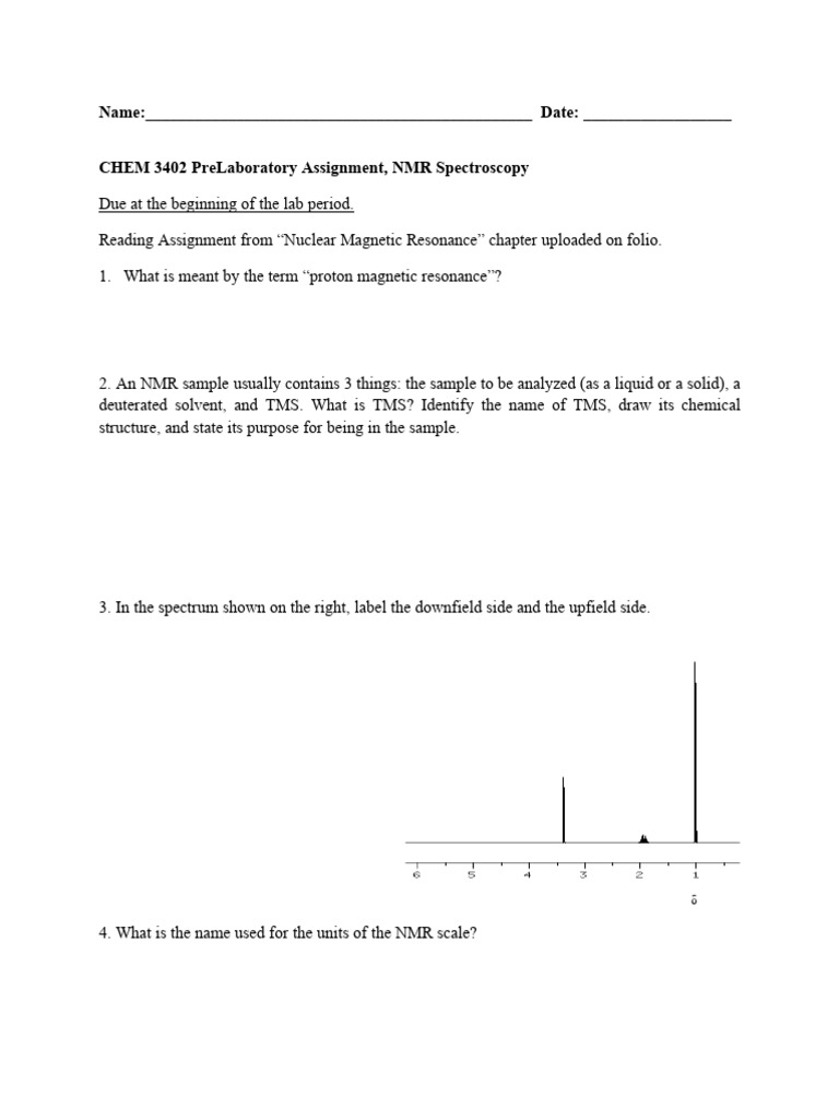Pre-lab NMR | PDF