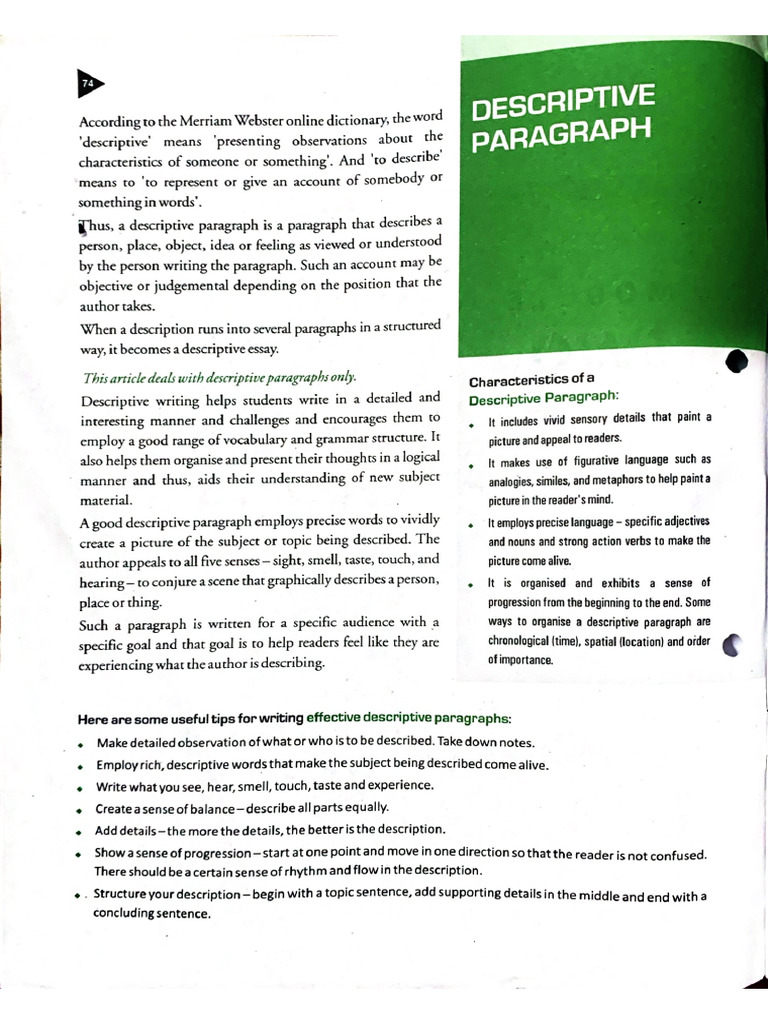 Descriptive Paragraph | PDF