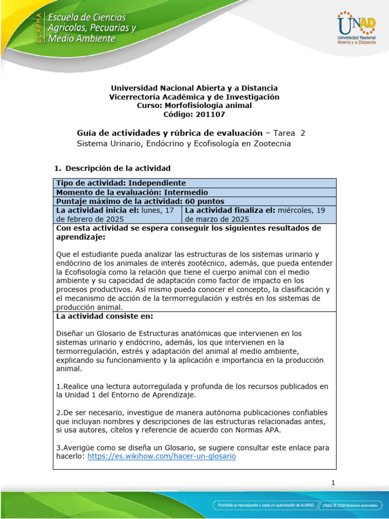 Guia de Actividades y Rubrica de Evaluacion - Unidad 1 - Tarea 2 - Sistema Urinario, Endócrino y ...