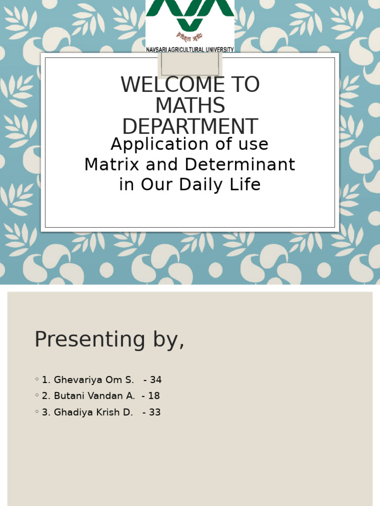 Uses and Application of Matrix in Real Life | PDF | Matrix (Mathematics ...