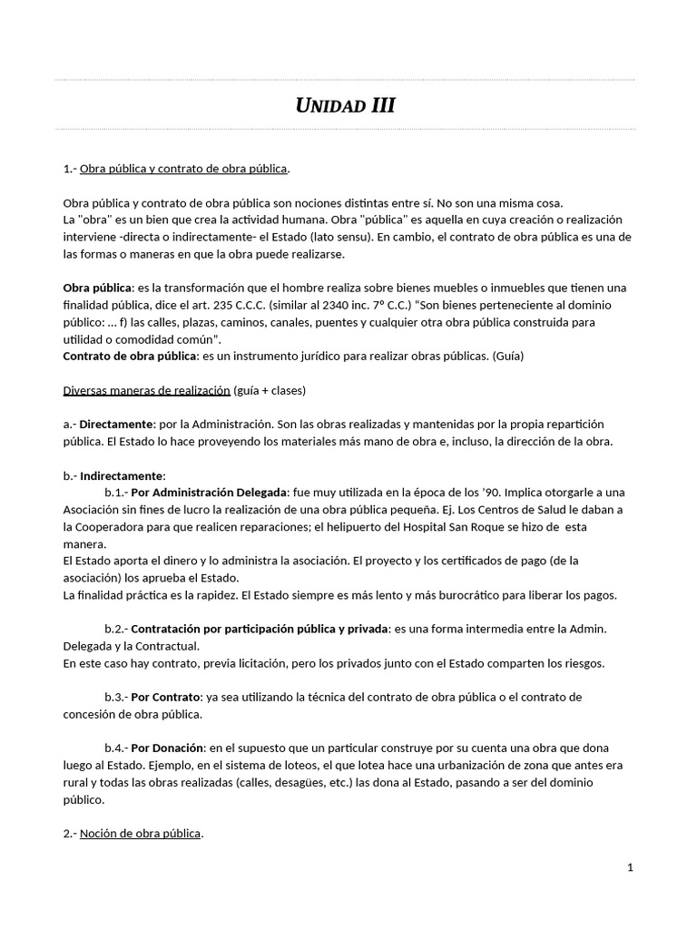 Obra Pública y Contratos: Definiciones Clave | PDF | Estado (política ...