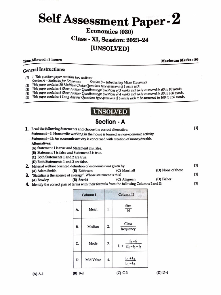 Sample Paper - 7 | PDF | Mean | Mathematics