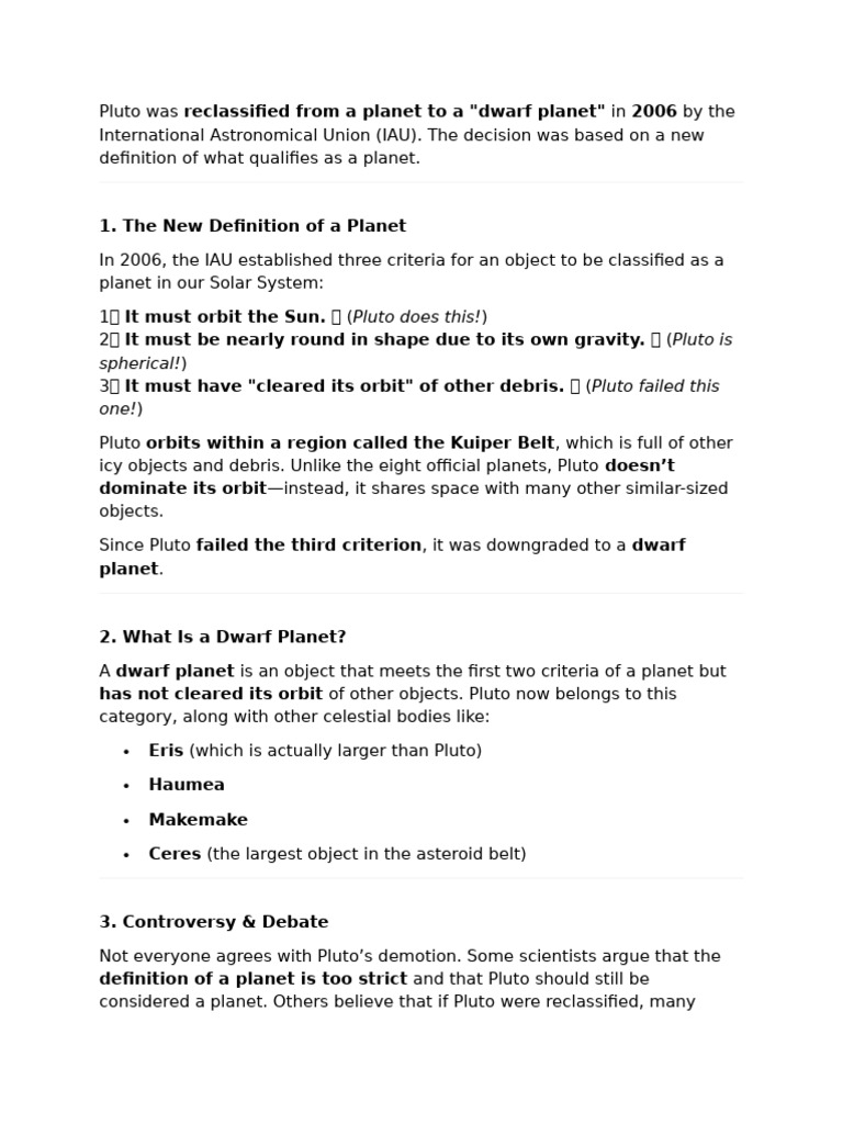Pluto was reclassified | PDF