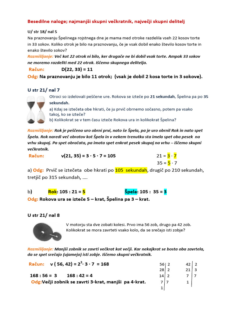 11 Besedilne Naloge-Ucbenik Resitve | PDF