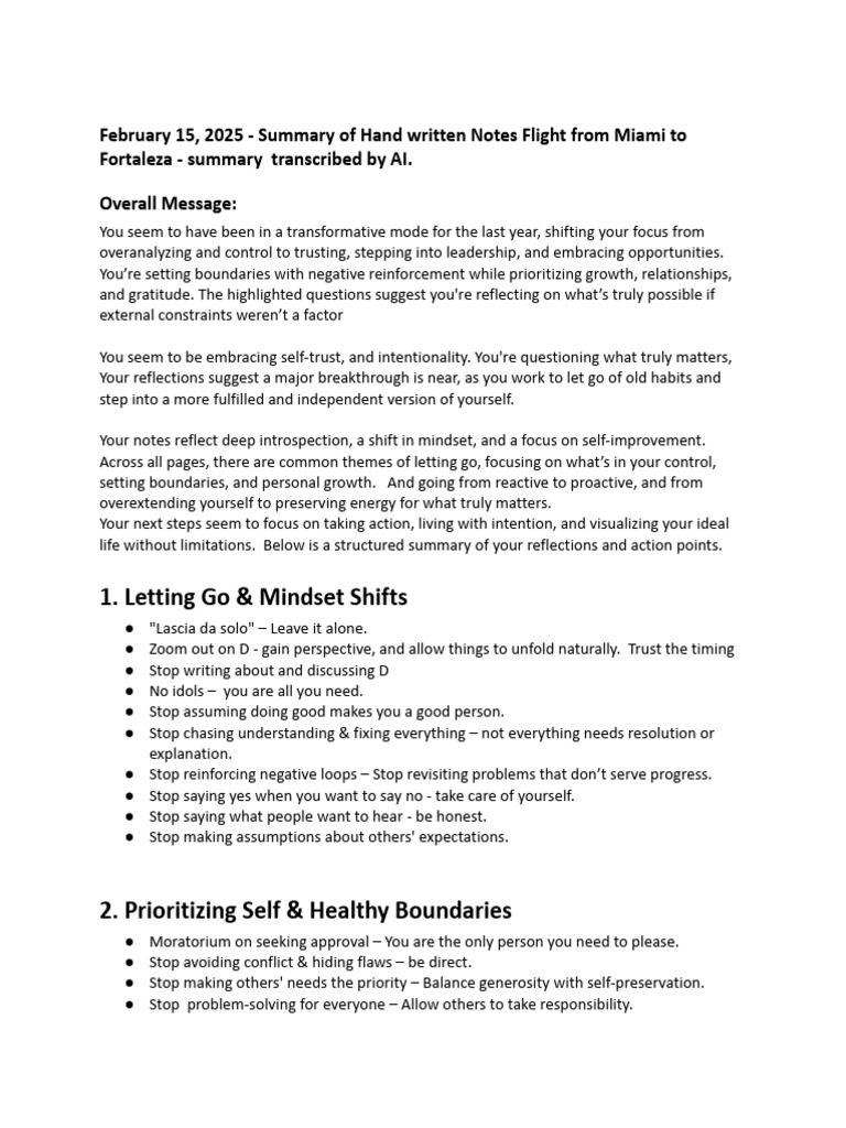 Transformative Self-Reflection Summary | PDF | Leadership | Psychology