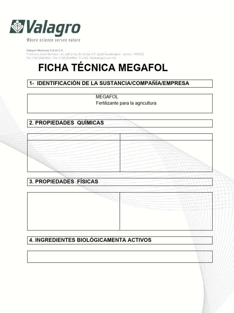 Ficha Técnica de Megafol Valagro | PDF | Agricultura | Entorno natural