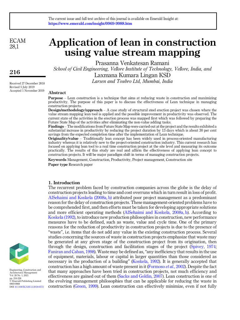VSM - Paper - 10 1108 - ECAM 12 2018 0572 | PDF | Lean Manufacturing ...