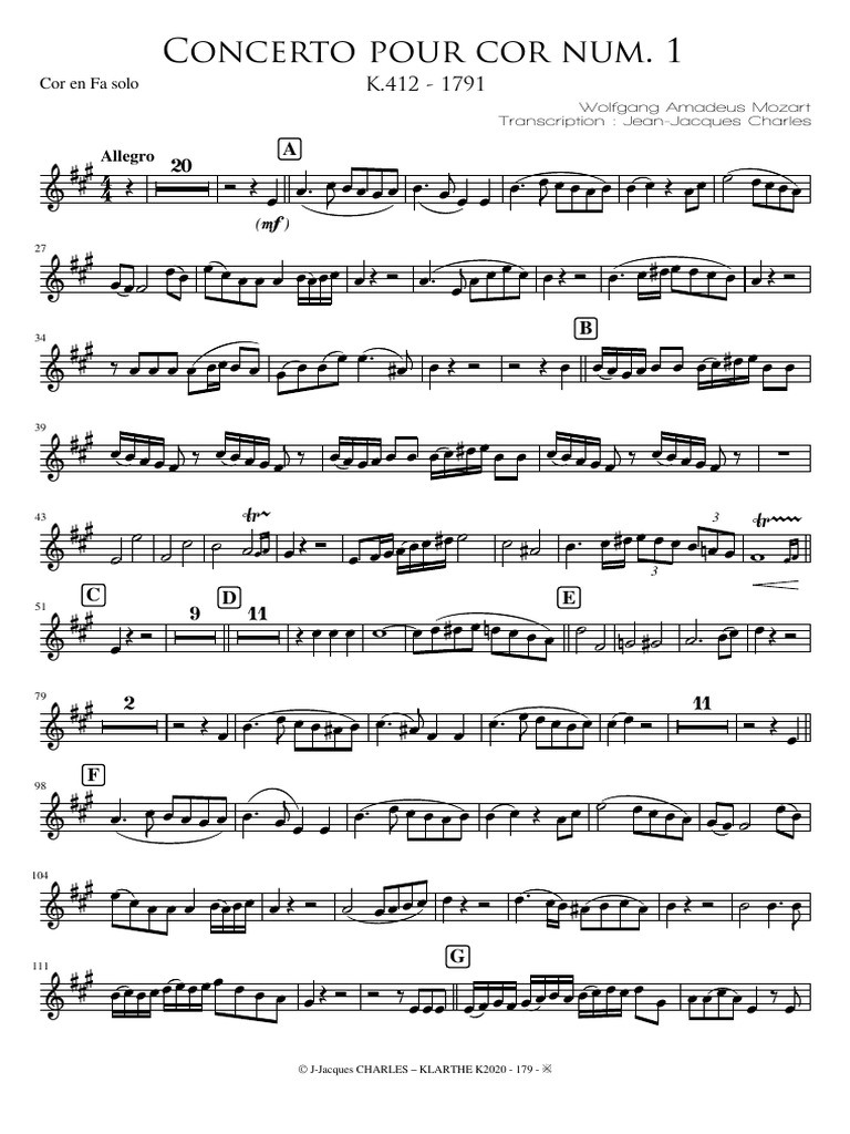 Cncrto Cor Num 1 Mozart JJC-Cor en Fa Solo | PDF | Classical Music ...