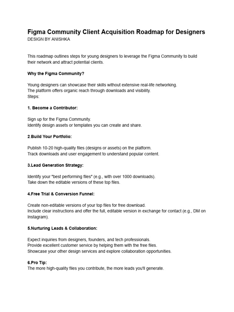 Figma Community Client Acquisition Roadmap for Designers | PDF