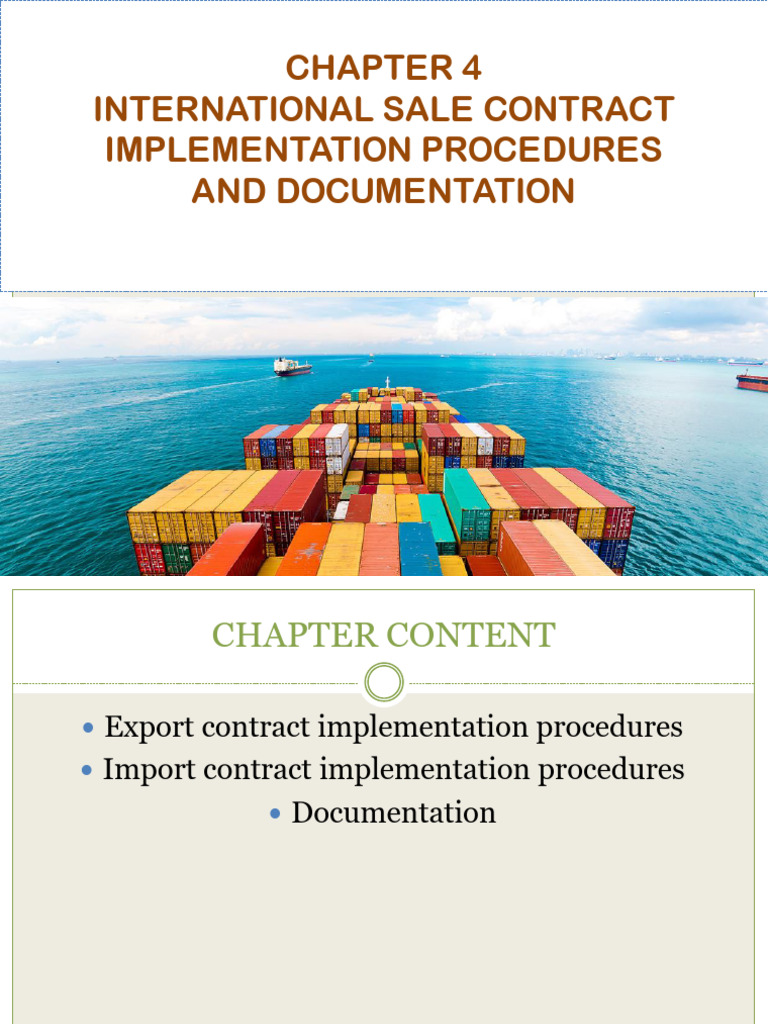 Chapter 4 - International Sale Contract Implementation Procedures ...