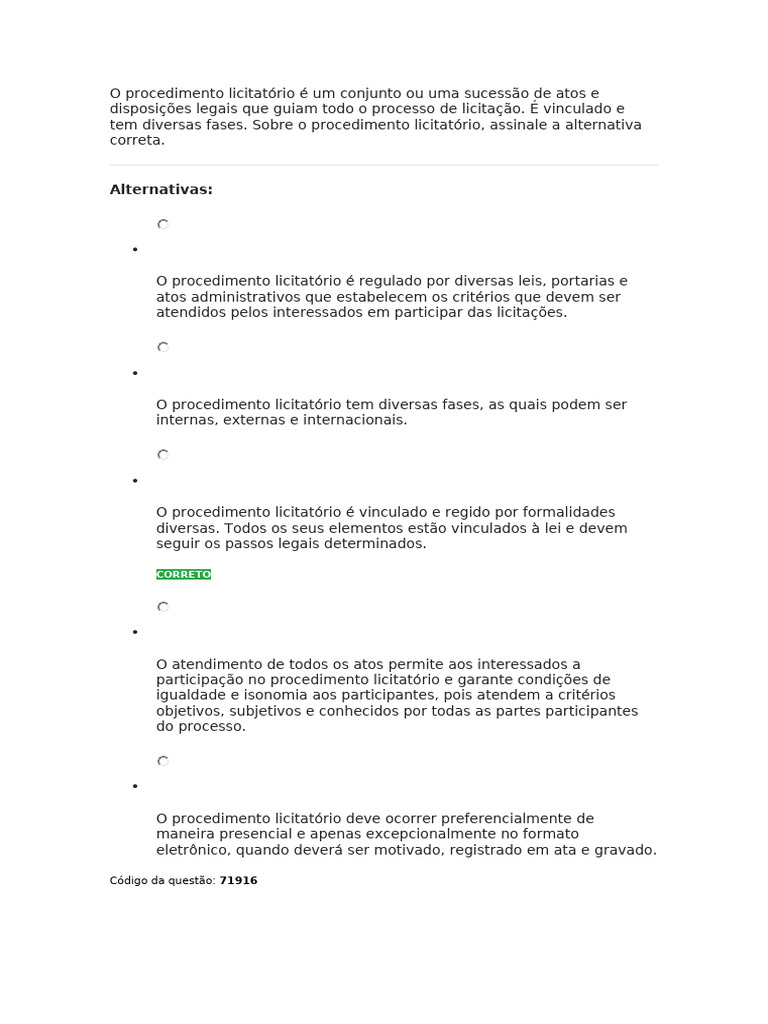 Entenda o Procedimento Licitatório | PDF