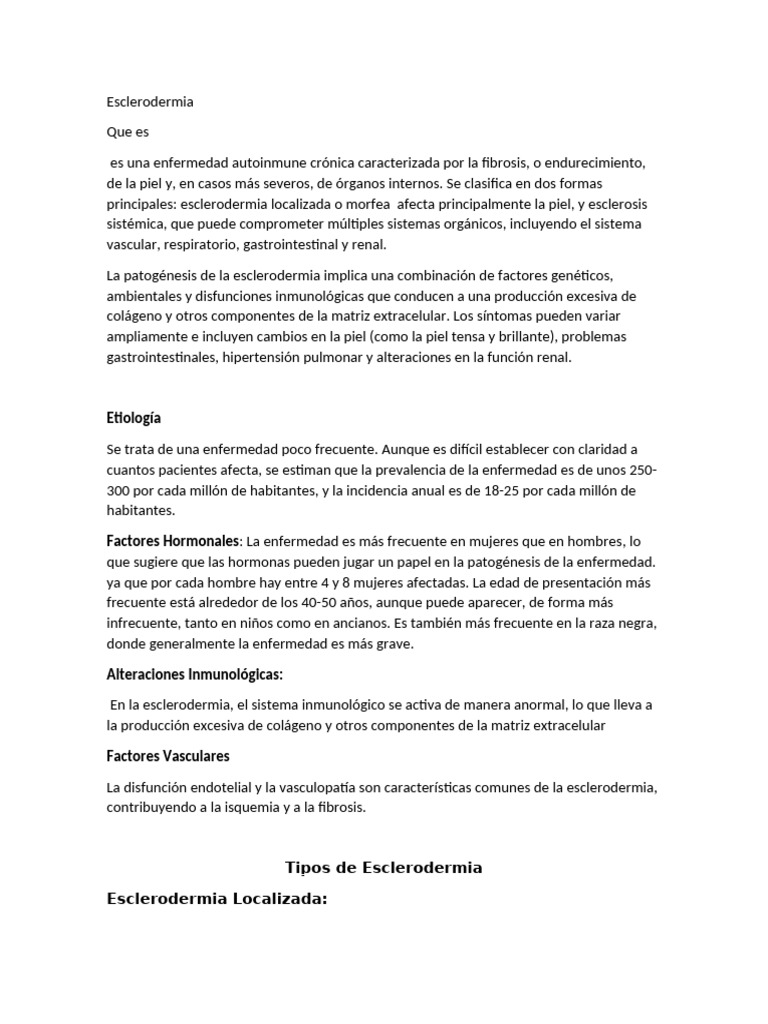 Esclerodermia: Tipos, Síntomas y Tratamientos | PDF | Enfermedades y ...