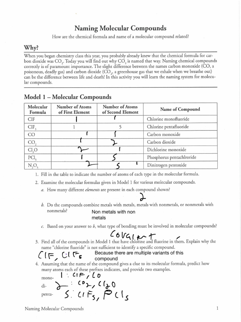 Naming Binary Molecular Compounds | PDF