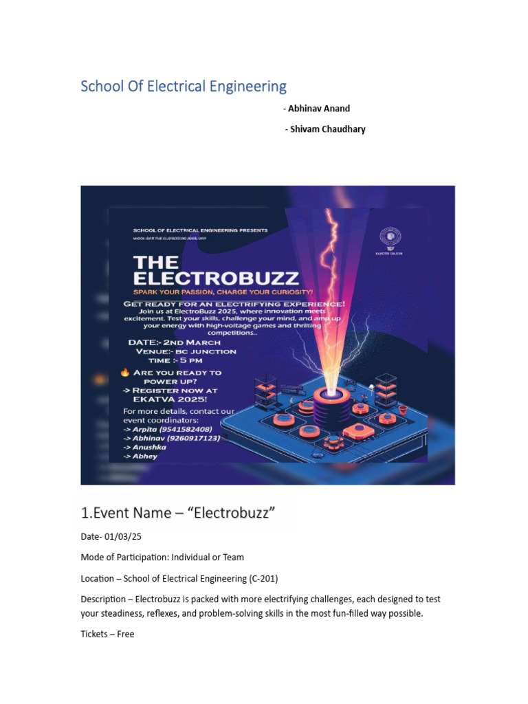 Electrical Engineering Event Fest | PDF | Engineering